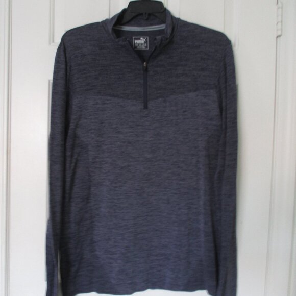 Puma | Sweaters | Puma Mens Ls Bluegray Heather Lightweight 4 Zip Golf ...
